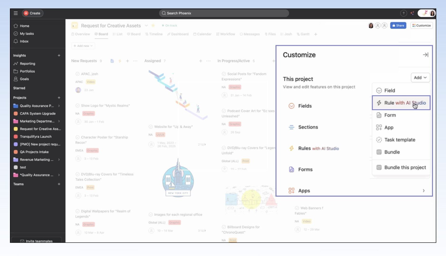 Intro to Asana's AI Studio feature, an AQ perspective