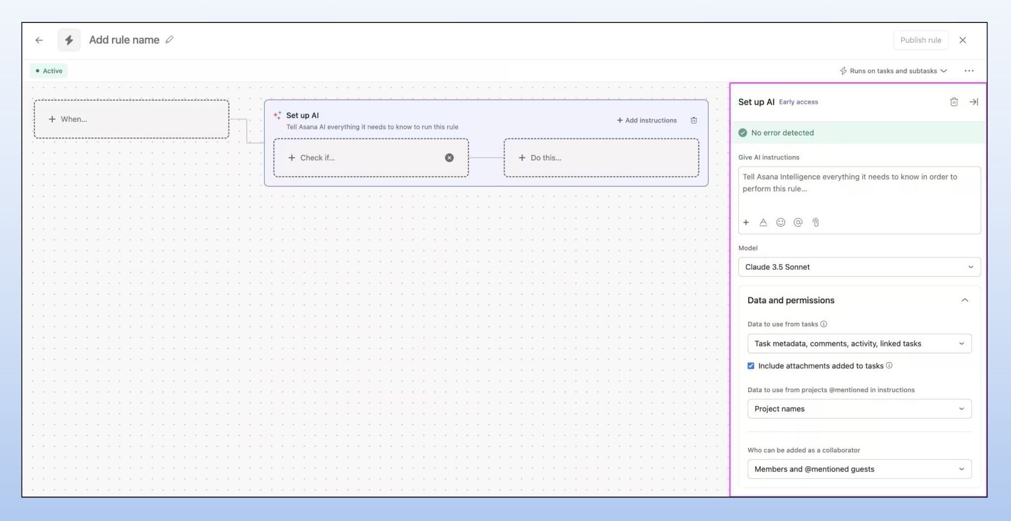 Intro to Asana's AI Studio feature, an AQ perspective